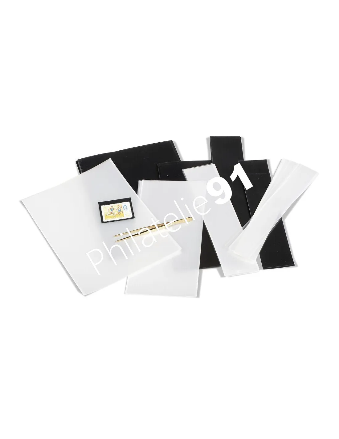 Assortiment de 50 bandes Hawid à fond noir, matériel philatélique